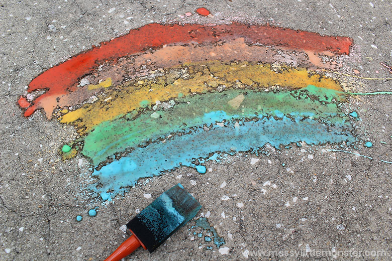 Homemade fizzy sidewalk chalk paint - Messy Little Monster