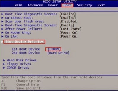 Cara Setting Booting Flashdisk/CD Lewat BIOS ~ Hwoarang Berbagi