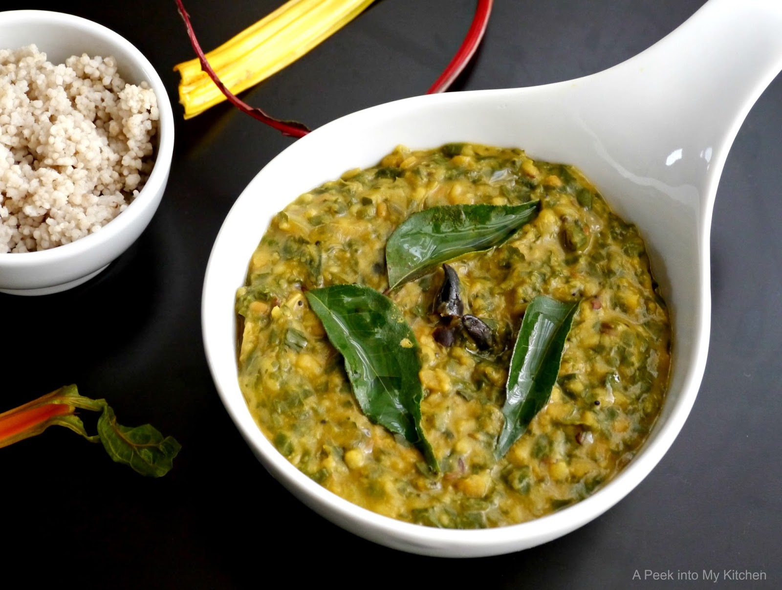 A Peek into My Kitchen: Swiss Chard Dal / Paruppu ~ Day 40