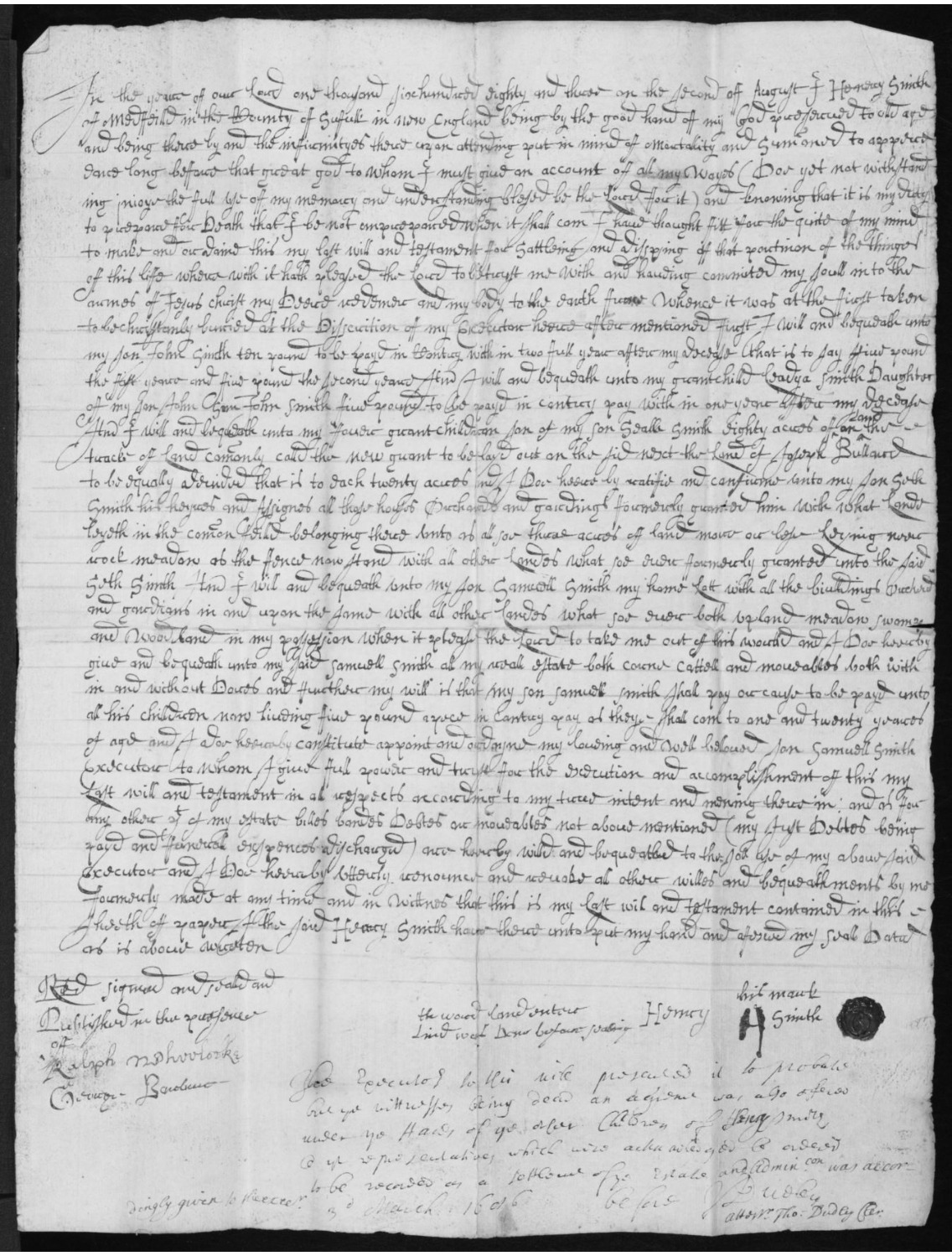 Genea-Musings: Amanuensis Monday - 1683 Will of Henry Smith (1607-1687 ...