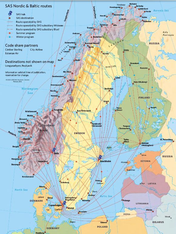 Airline memorabilia: SAS (2002), vuelos domésticos