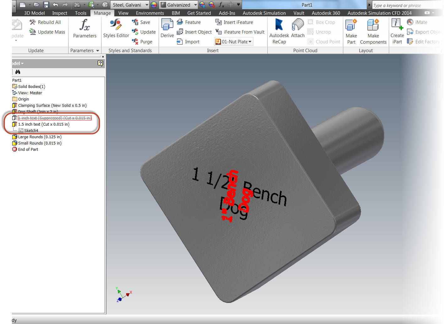 The "1 inch Bench Dog" text is suppressed.
