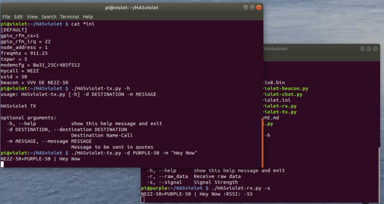 HVDN Notebook: HASviolet: LoRa RX, TX & Chat Applications
