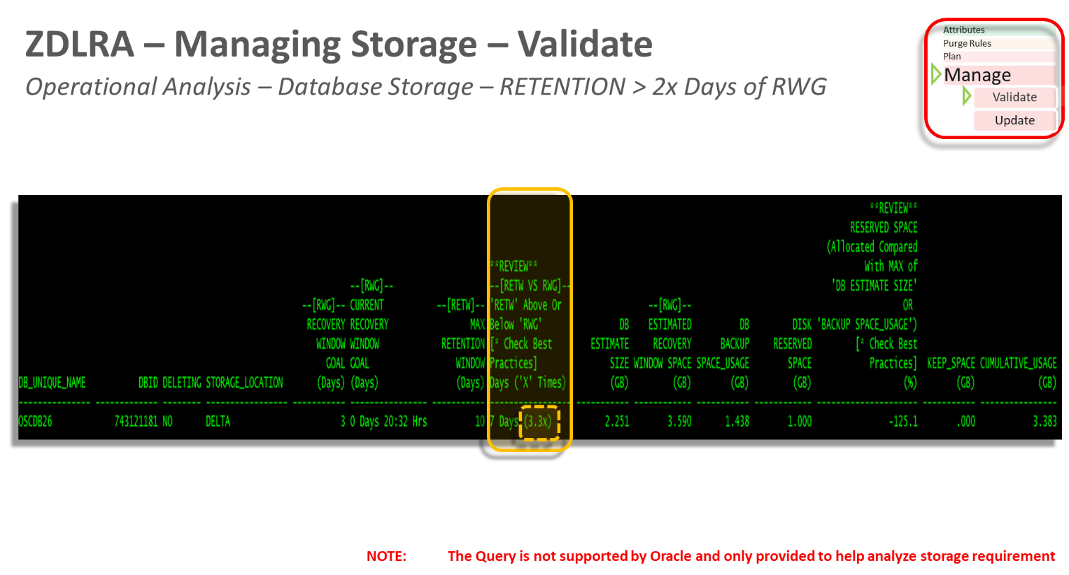 Managing Space - Recovery Appliance / ZDLRA / RA - 5 of 6 - Analyzing ...