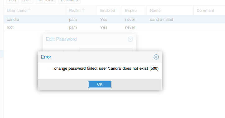 [SOLVED] change password failed: user 'username' does not exist (500) - Proxmox ~ Candra Milad ...