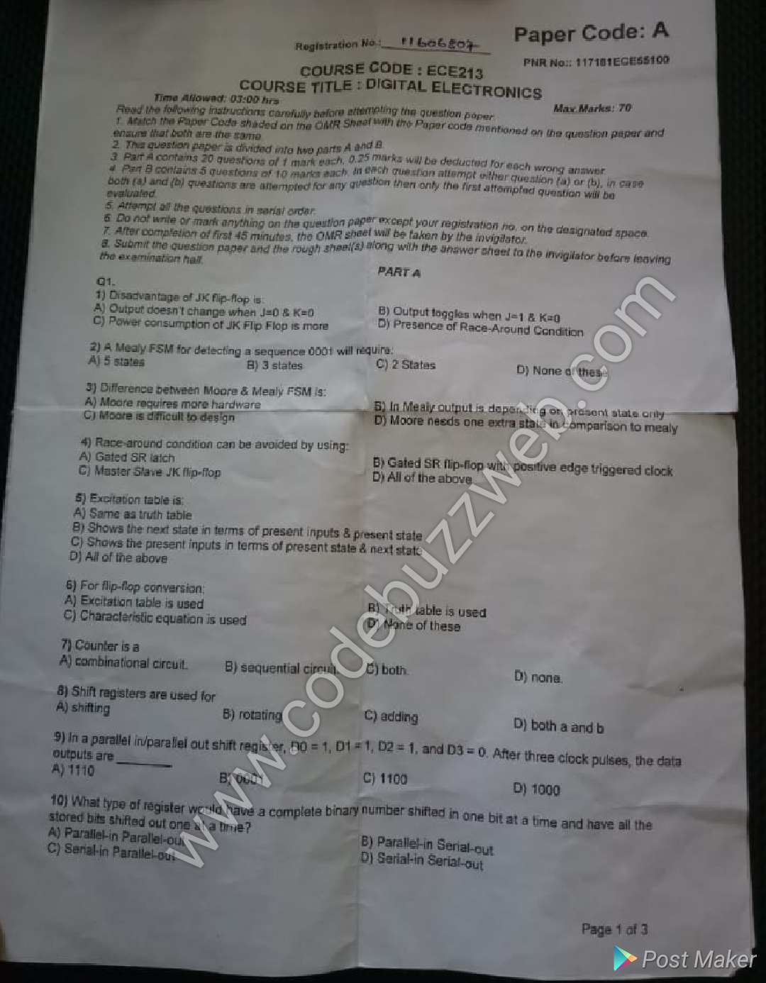Ece213 Digital Electronics End Term Question Paper Lpu Question Papers