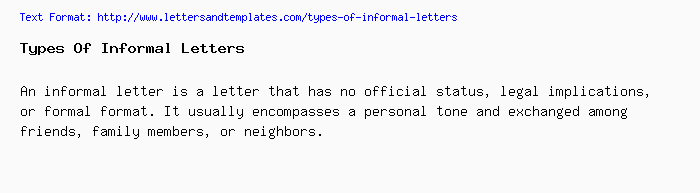 Types Of Informal Letters - Formal Letter