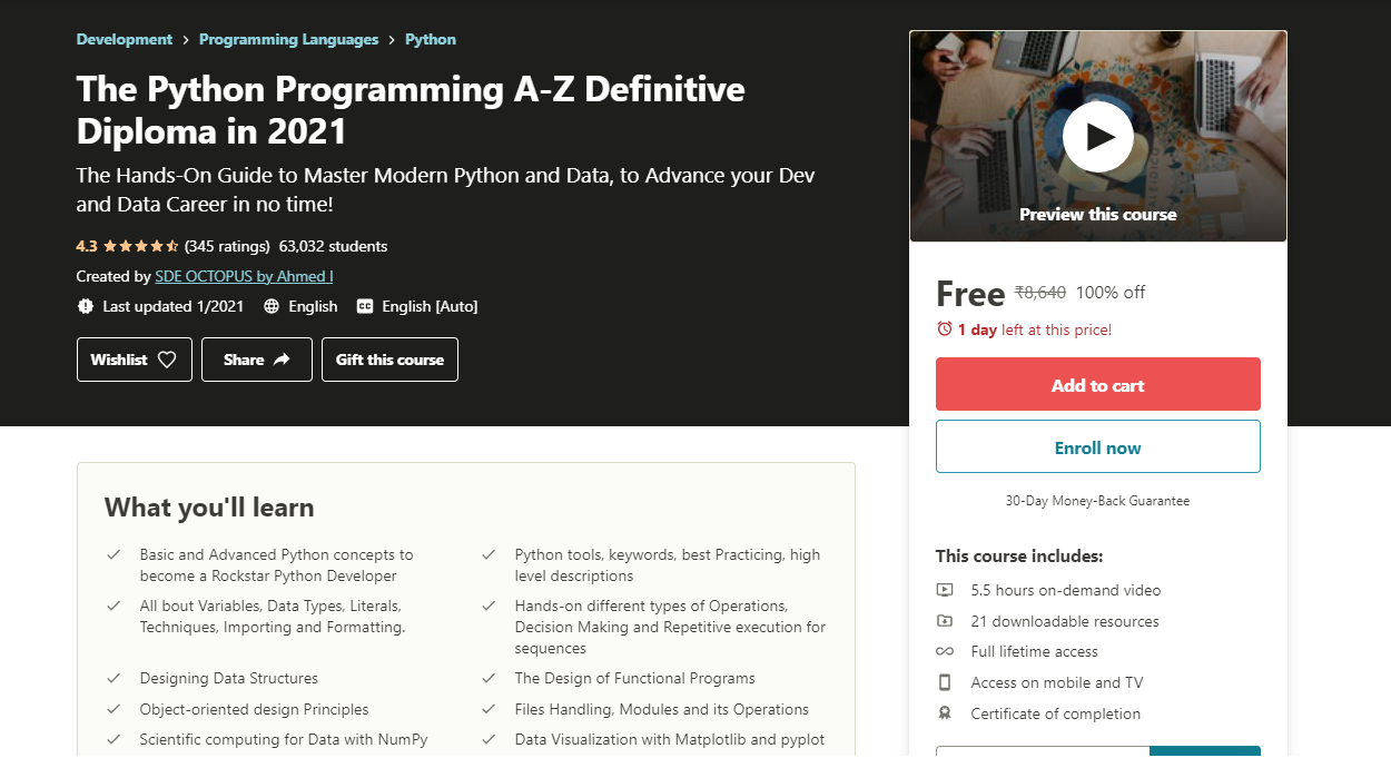 The Python Programming A-Z Definitive Diploma in 2021