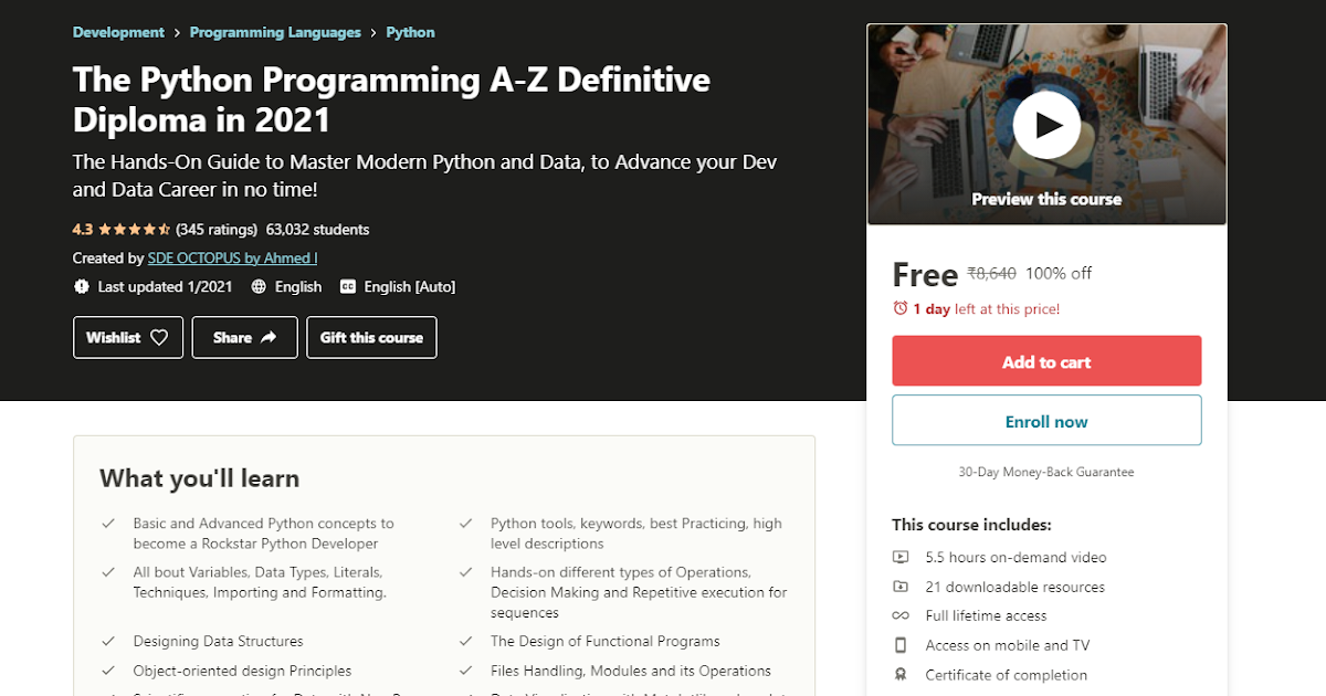 The Python Programming A-Z Definitive Diploma in 2021