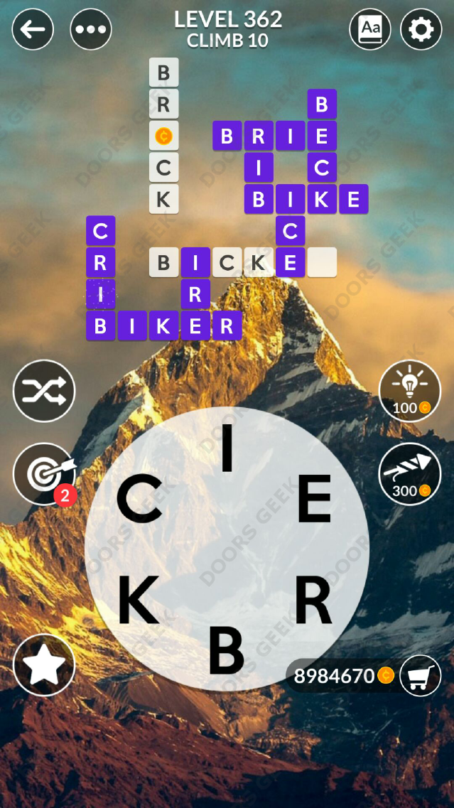 Wordscapes Level 362 Answers ~ Doors Geek