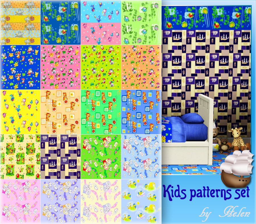 Helen-sims: TS3 Kids patterns set
