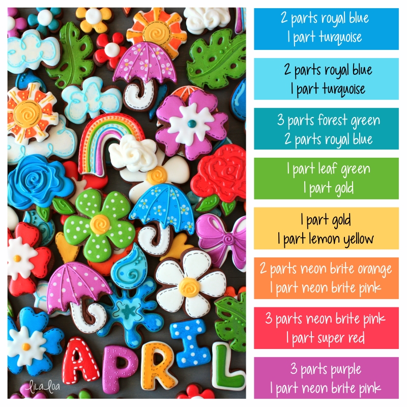 April Showers Spring Color Palette and Icing Color Formulas
