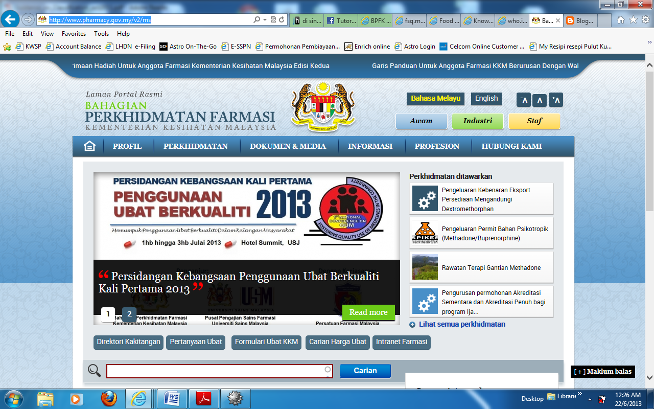 PANDUAN FARMASEUTIKAL: Laman web berkaitan kesihatan dan ubatan