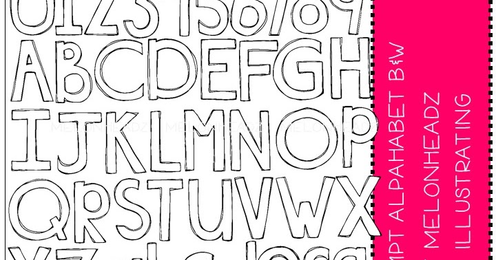 Unkempt Alphabet clip art - BLACK and WHITE