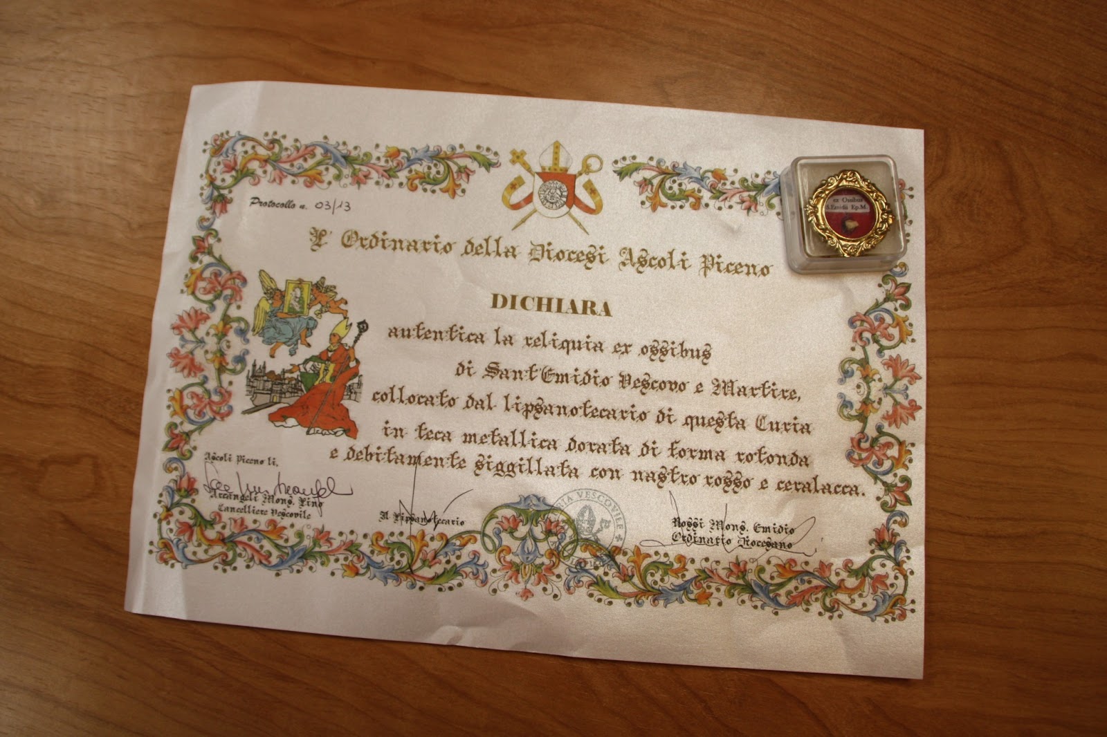 San Emigdio: Una Reliquia de San Emigdio para Catral