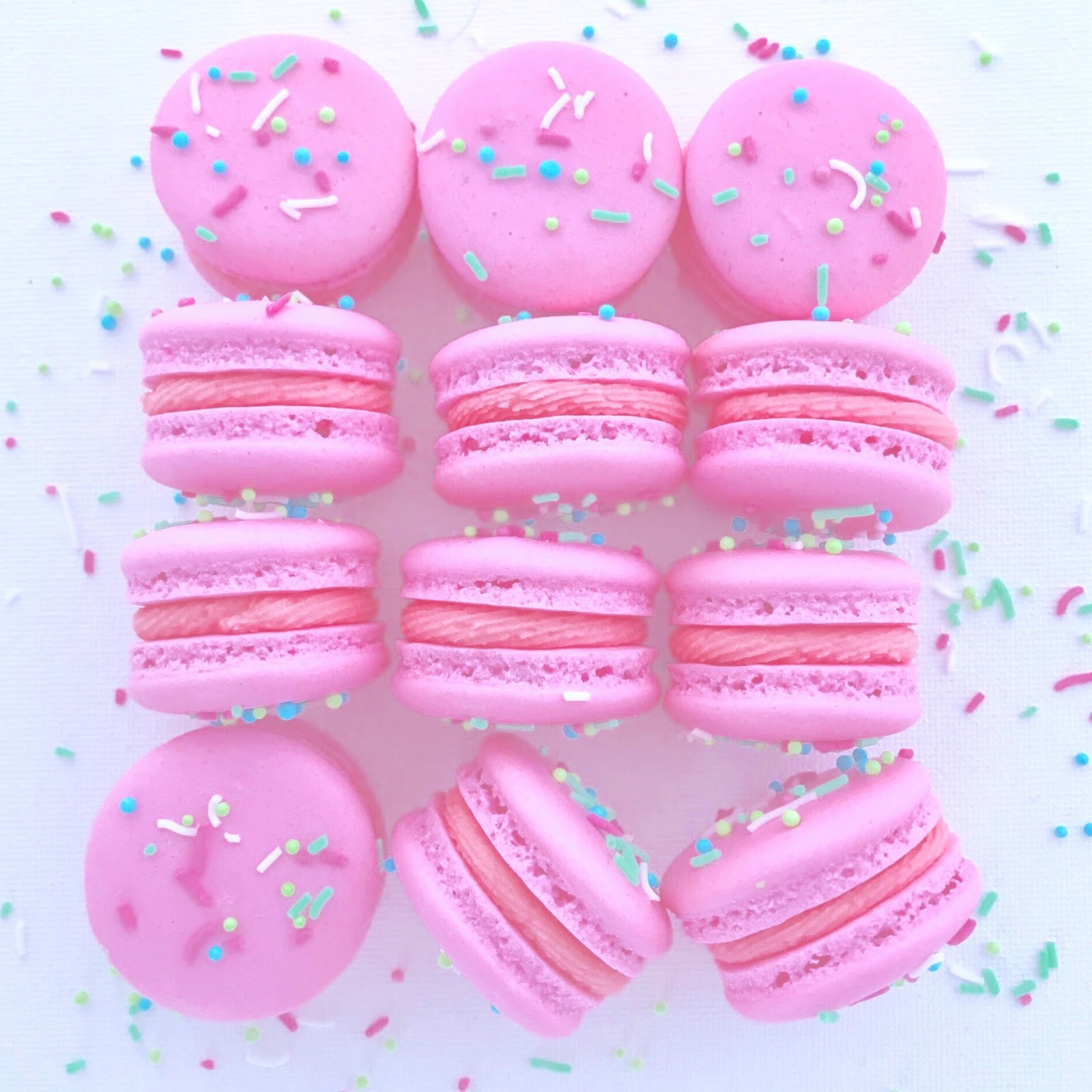 Raspberry Sprinkle Macarons