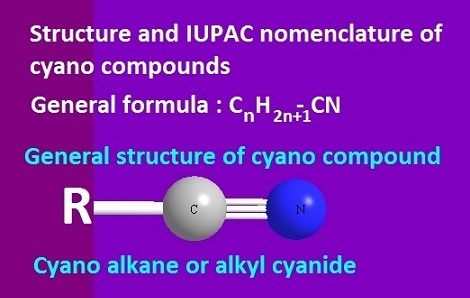 What is the structure of cyano compound with 6 carbon atom and their ...