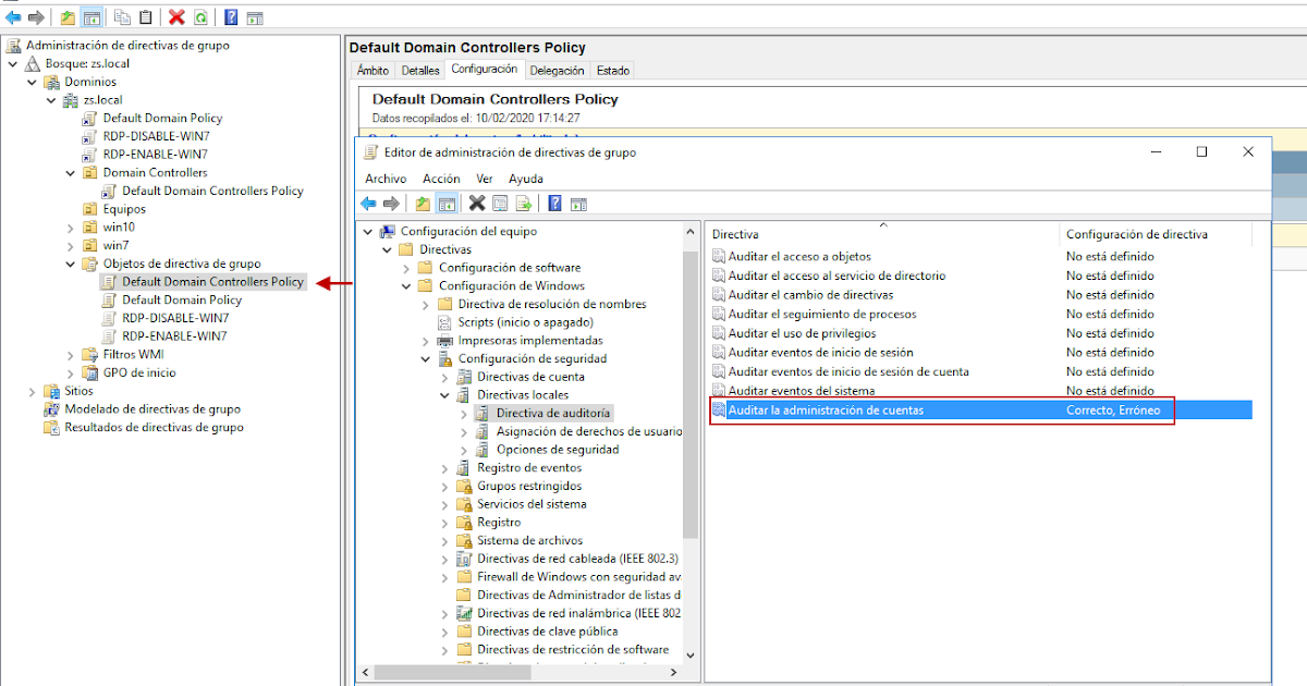 Active Directory: Auditar creación y cambios en cuentas de usuario (ID ...
