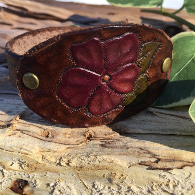 Hand Tooled and Dyed Leather Jewelry by RedPonyLeatherGoods / The ...