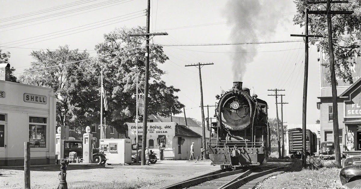 Central Vermont Railway: Main Street, Enosburg Falls, Vermont -1941