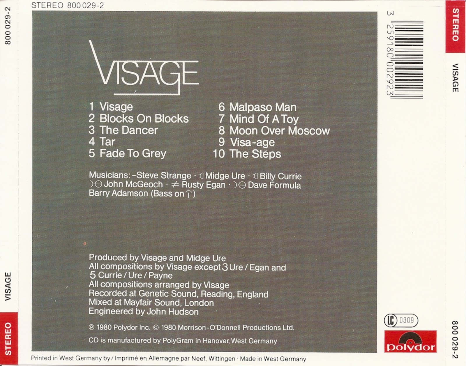 The First Pressing CD Collection: Visage - Visage
