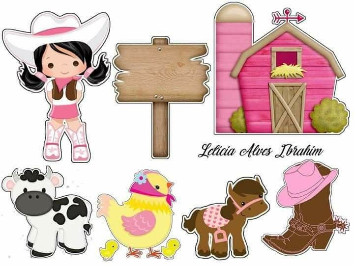 Vaquerita en Rosa: Toppers para Tartas, Tortas, Pasteles, Bizcochos o ...