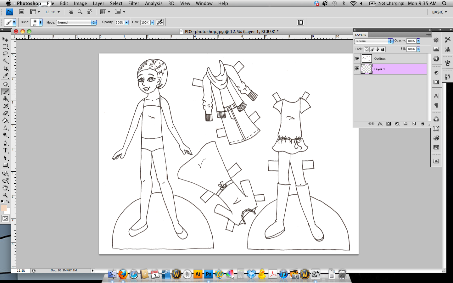 Paper Doll School: Using Photoshop to Digitally Color a Paper Doll