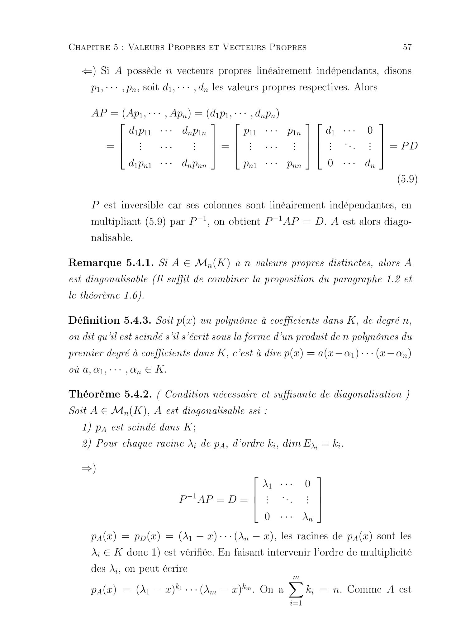 Chapitre 5 : Valeurs propres et vecteurs propres