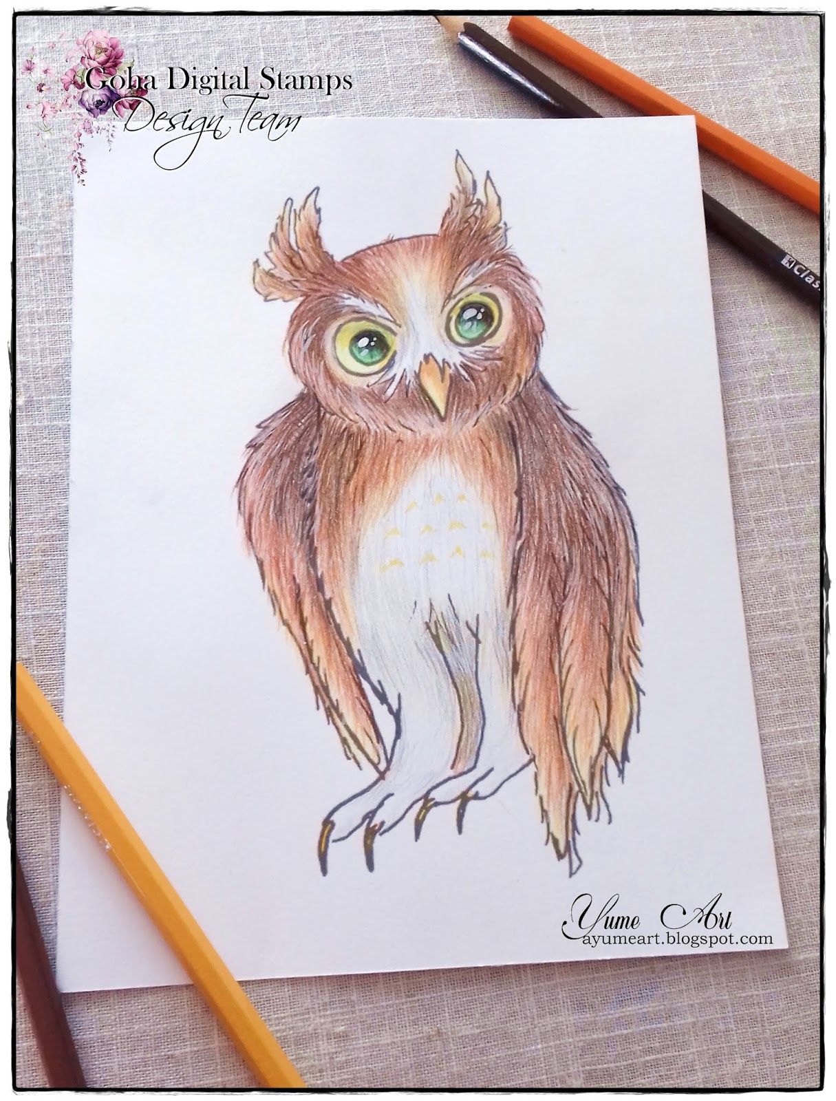 Goha Digital Stamps: cute crayon owl