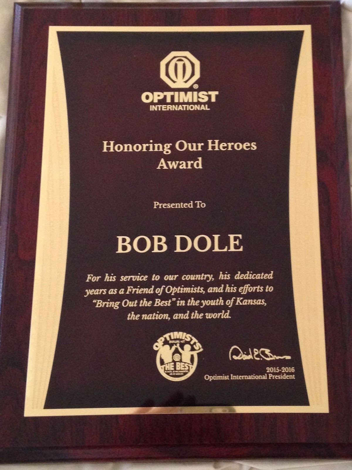 Experience Optimism: Optimist International President honors Senator ...