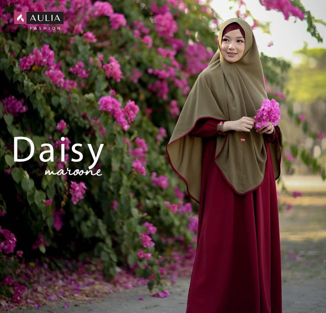 KOLEKSI GAMIS AULIA SET TERBARU DAISY MAROON
