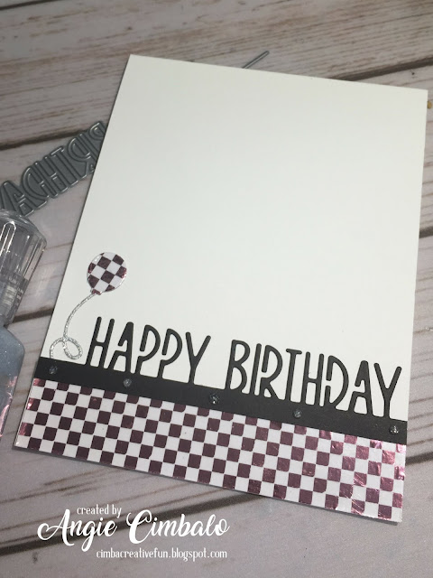 Cimbacreativefun: Checkerboard Birthday Card with Foiling
