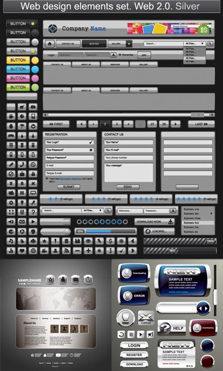 Quality Graphic Resources: Metallic Web Design Elements