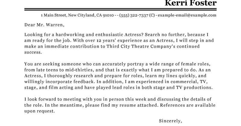 Cover Letter Acting - Collage Template