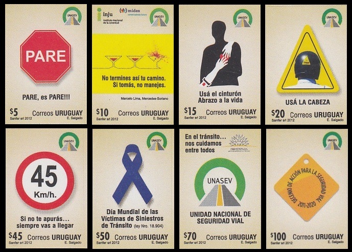 Uruguay en sus sellos postales: V Semana Nacional de la Seguridad Vial