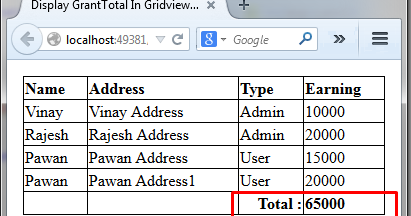 Display Grand Total In Gridview Footer On RowDataBound In Asp.Net Using ...