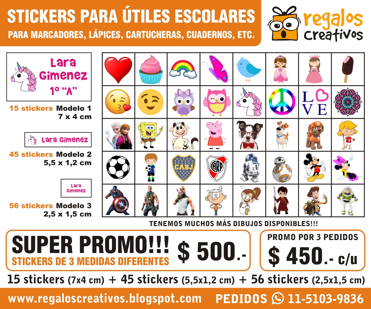 Regalos creativos: STICKERS PARA UTILES ESCOLARES 2020