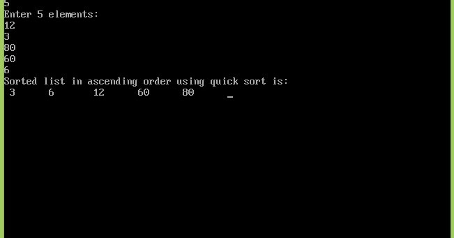 DAA Lab program to perform quick sort.