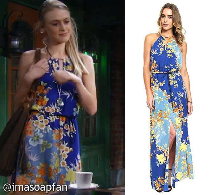 Kiki Jerome's Blue Floral Print Maxi Dress - General Hospital, Season ...
