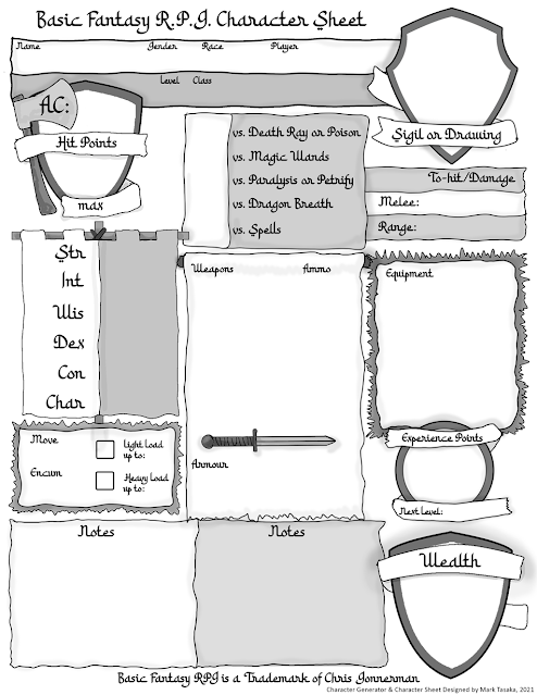 Mark's Miniatures & RPG Blog: Basic Fantasy RPG Character Sheets