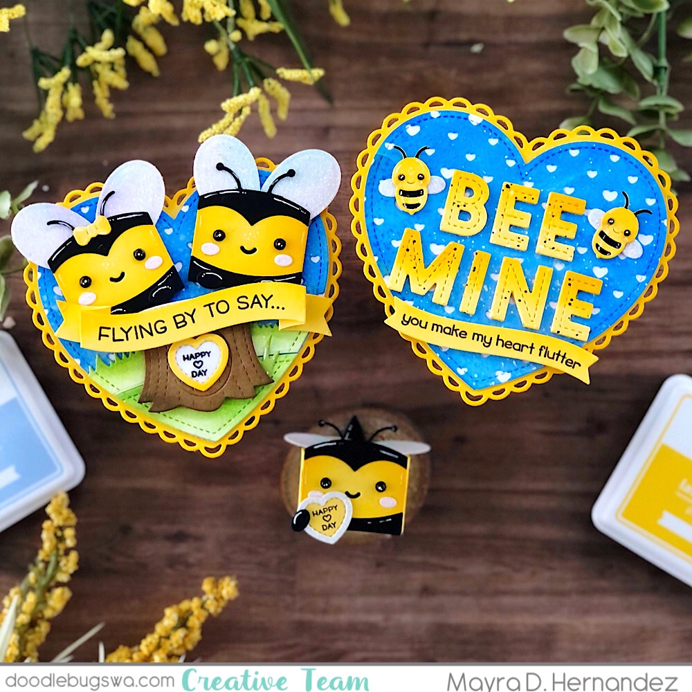 Doodlebugs: Bee Themed Valentine's with Lawn Fawn...
