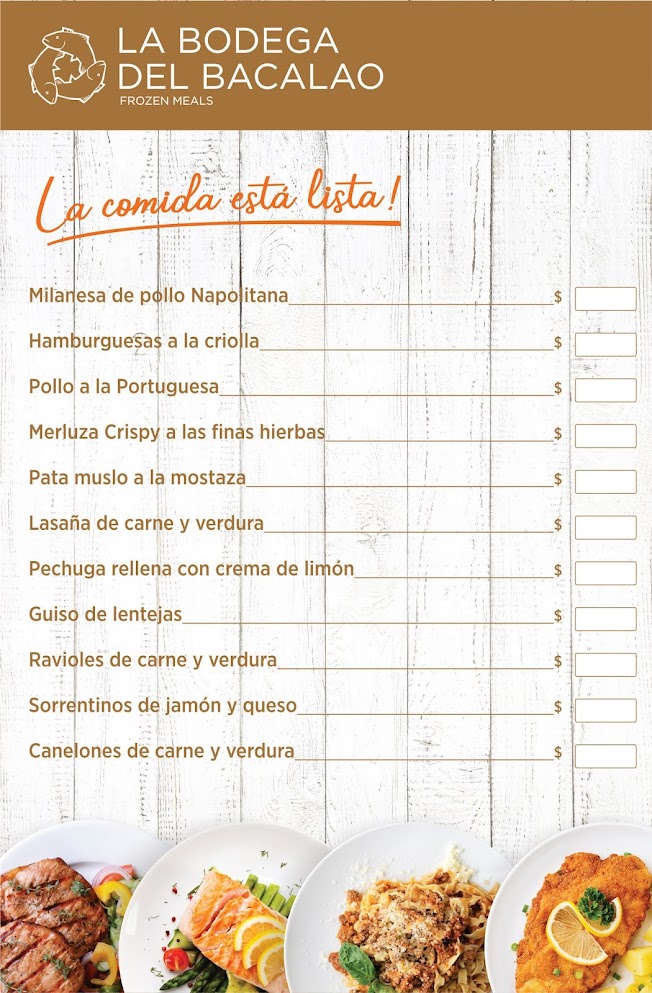 La comida está lista! Nuestros menús listos