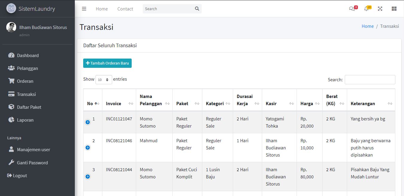 Aplikasi Managemen Laundry Berbasis Web - Source Code - BelajarwithIB