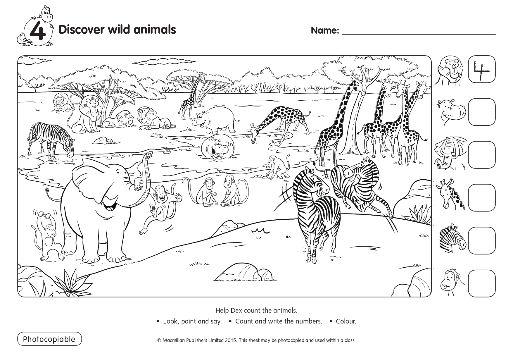Kids 5: COUNT AND COLOUR THE WILD ANIMALS
