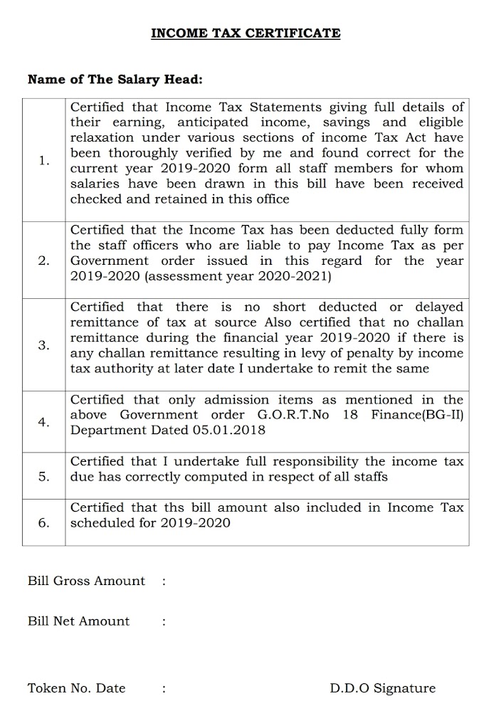 D.D.O - Income Tax Certificate