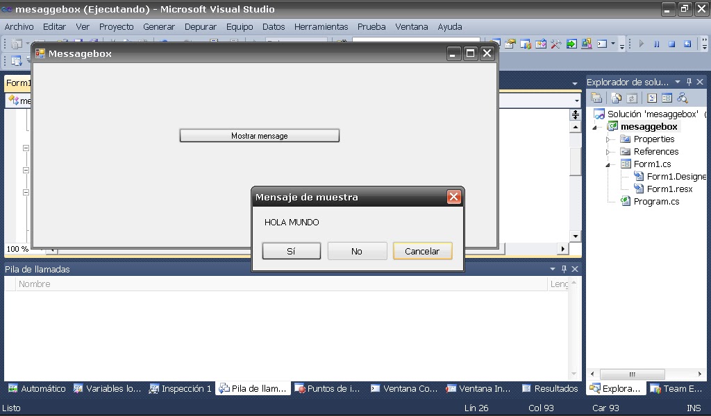 "EL HUGUITO": Messagebox en C#