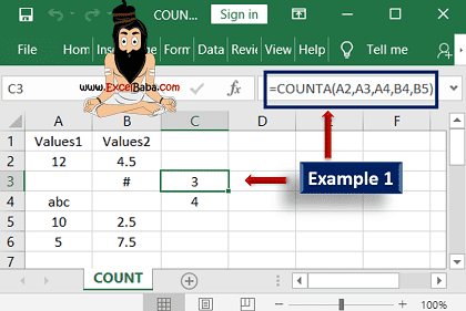 COUNTA Function in Excel