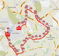 London buses one bus at a time: the return: The H13 Route