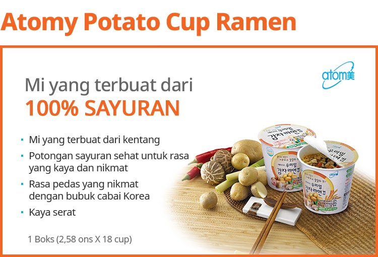 Mie instant Korea dari kentang. Atomy Potato Ramen.