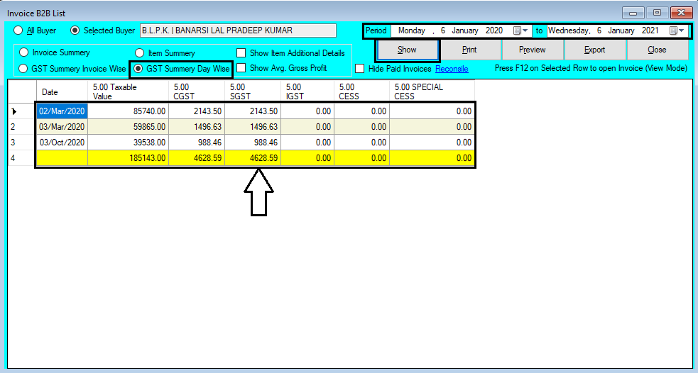 Invoice B2B List Report Help Guide